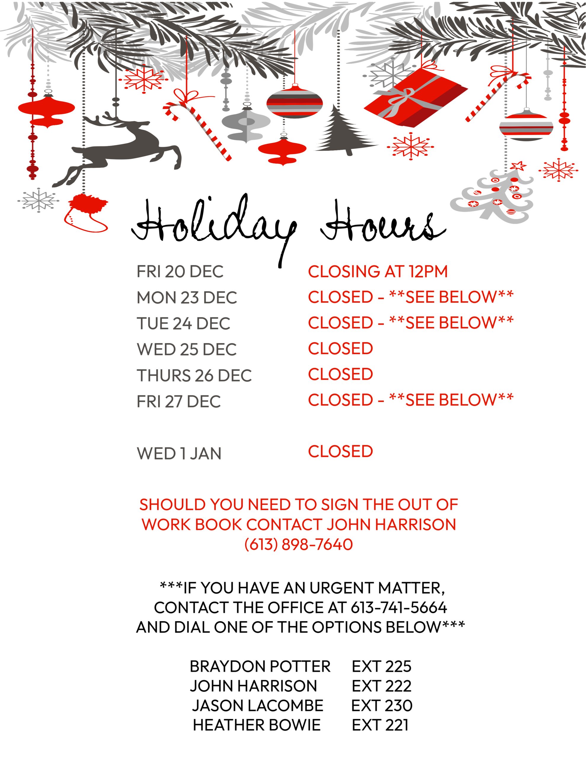 IBEW 586 Office Holiday Hours - Canadian Electrical Worker